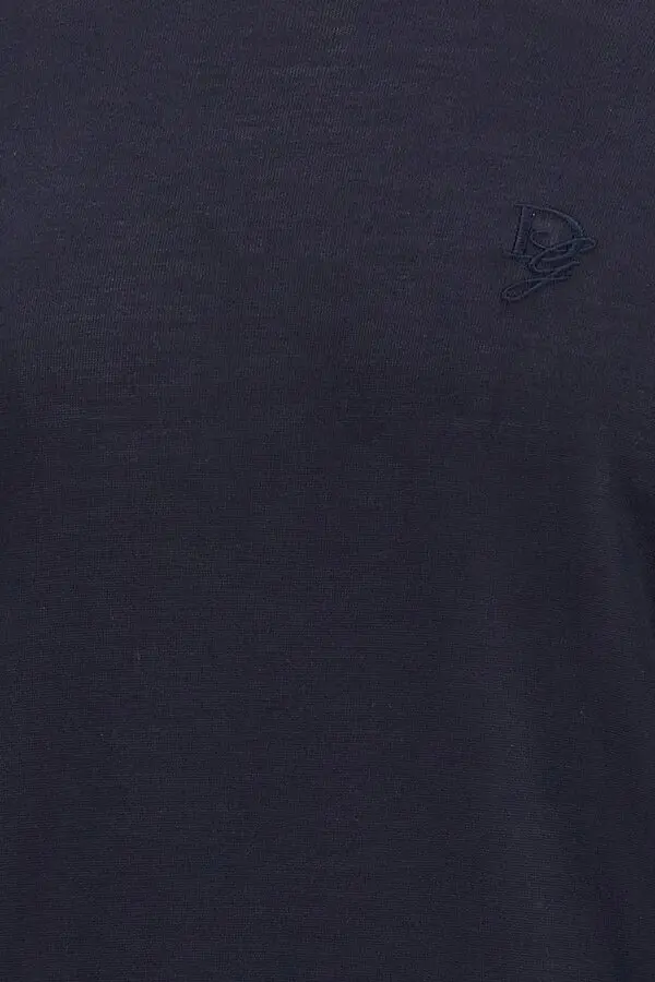 Dolce & Gabbana Embroidered Logo Silk Sweater - Blue