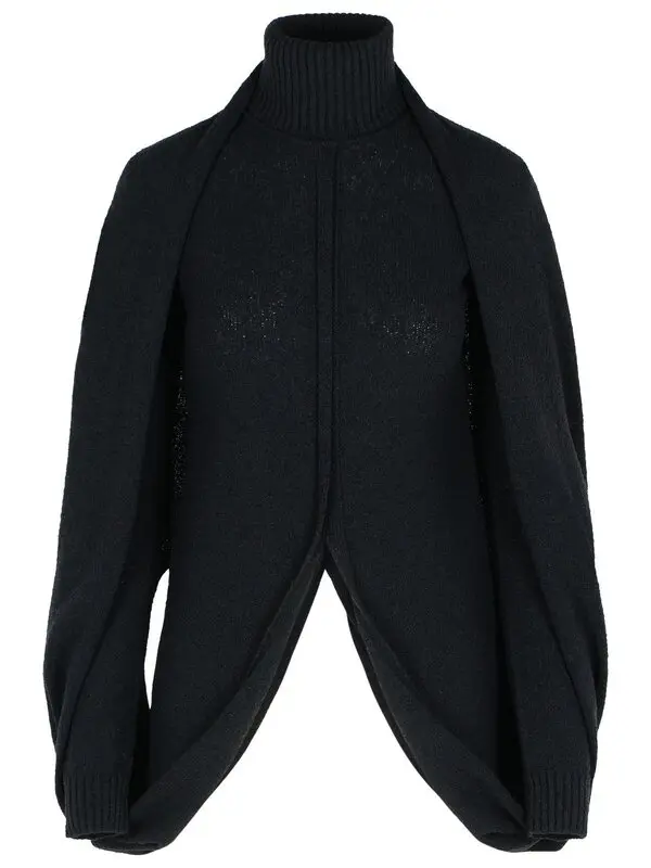 Sportmax Virgin Wool Blend High Neck Sweater - Black
