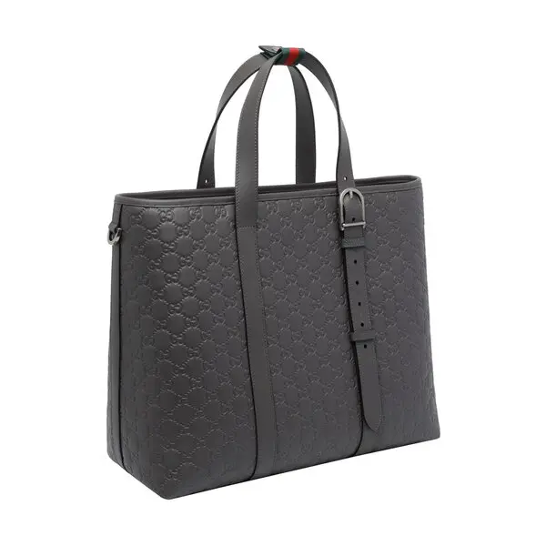 Gucci Embossed Gg Shopping Bag - Gray