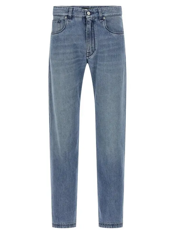 Fendi Stonewashed Cotton Denim Jeans - Blue