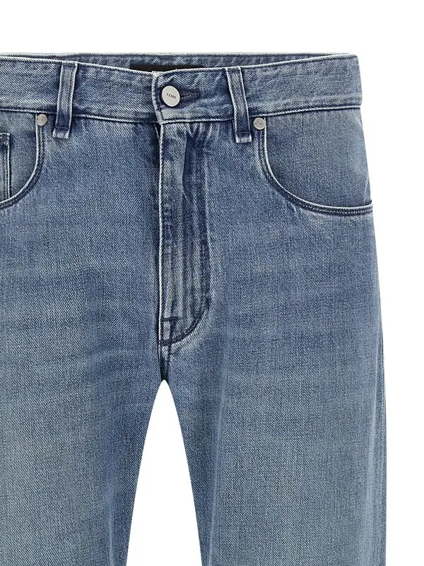 Fendi Stonewashed Cotton Denim Jeans - Blue