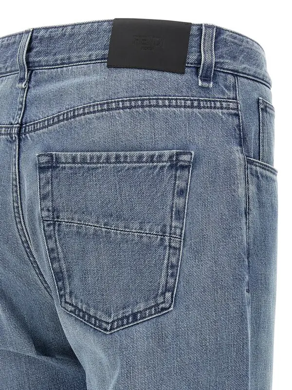 Fendi Stonewashed Cotton Denim Jeans - Blue