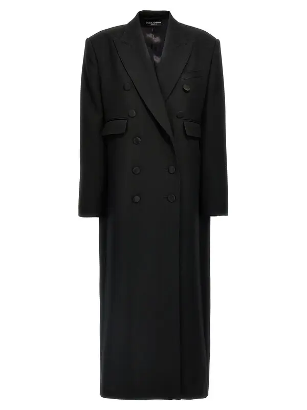 Dolce & Gabbana Long Double-breasted Wool Tuxedo Coat