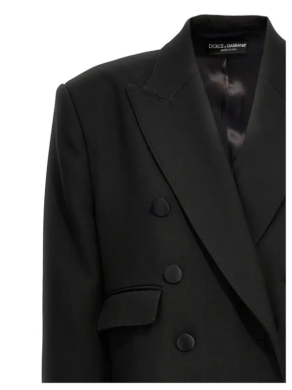 Dolce & Gabbana Long Double-breasted Wool Tuxedo Coat