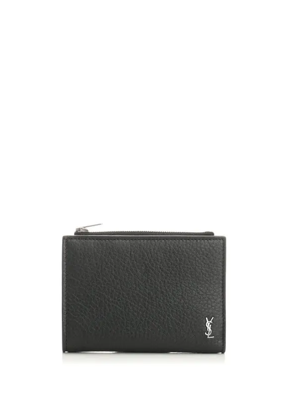 Saint Laurent Tiny Cassandre Bi-fold Wallet - Black