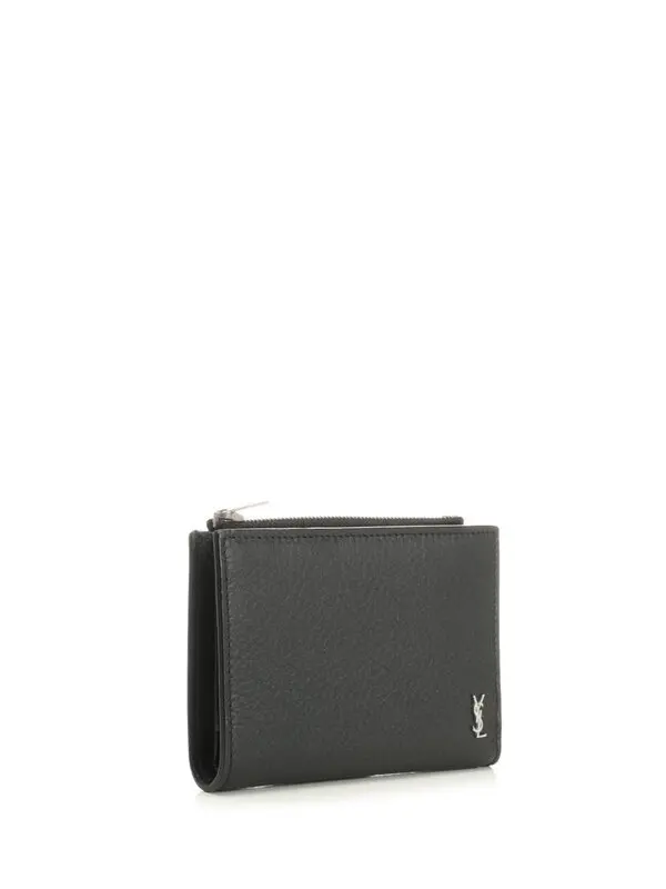Saint Laurent Tiny Cassandre Bi-fold Wallet - Black