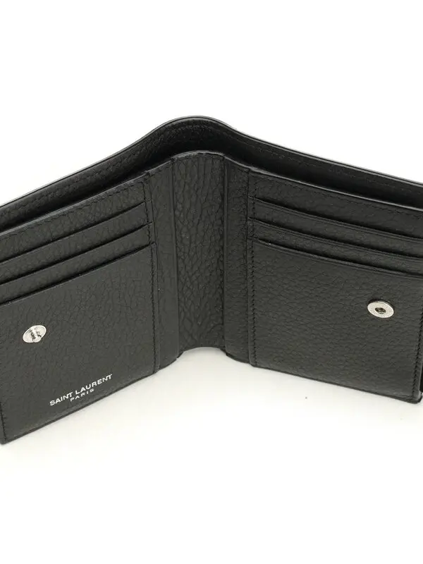 Saint Laurent Tiny Cassandre Bi-fold Wallet - Black