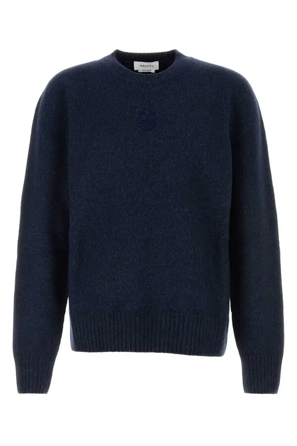 Alexander McQueen Melange Wool Blend Sweater - Blue