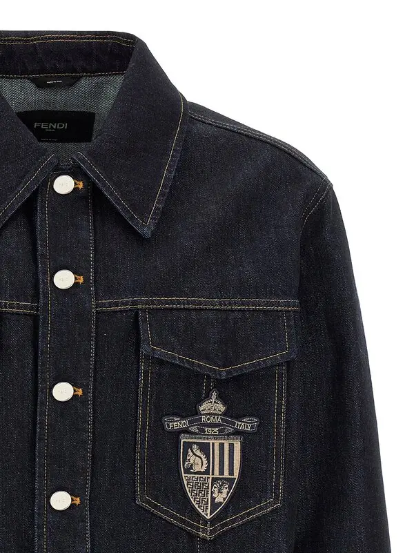 Fendi Crest Denim Jacket - Blue