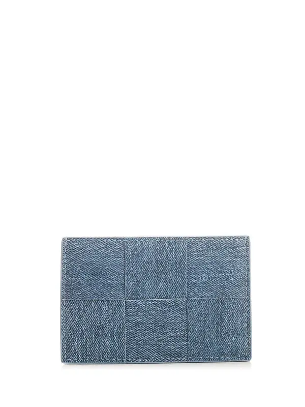 Bottega Veneta Cassette Card Holder In Denim - Blue