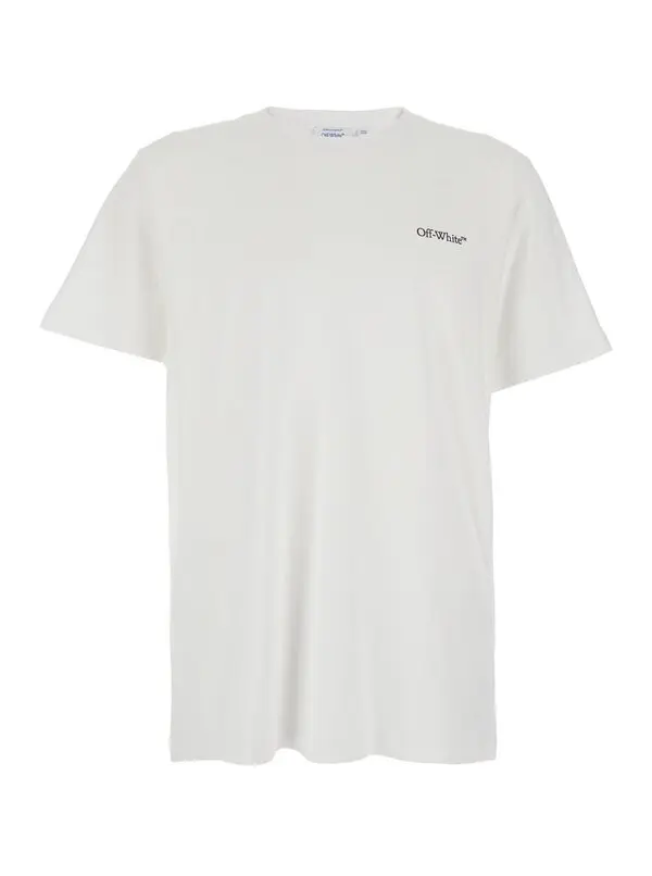 Off-White Cotton Crew Neck T-shirt With Front And Back Logo For - Multicolor