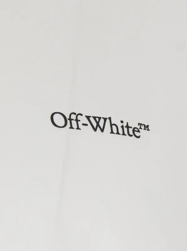Off-White Cotton Crew Neck T-shirt With Front And Back Logo For