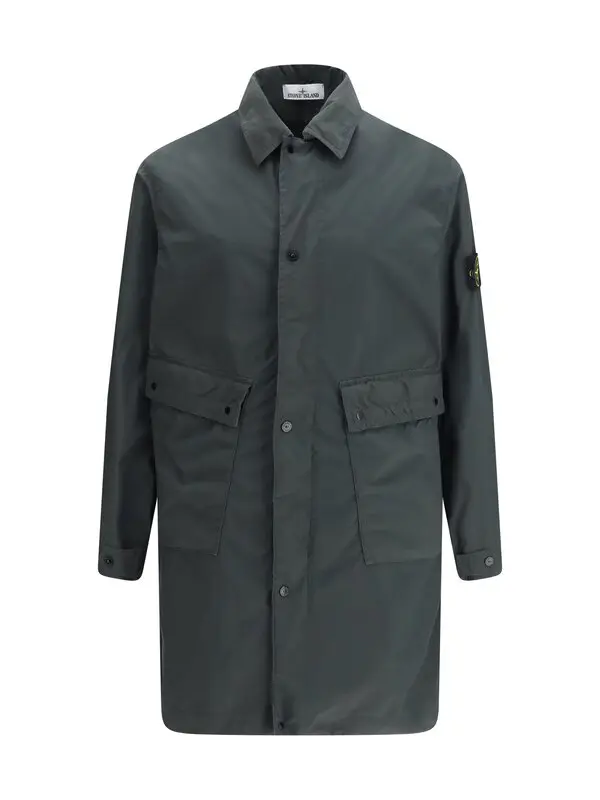 Stone Island Light Compact Touch Poly-tc Car Coat - Gray