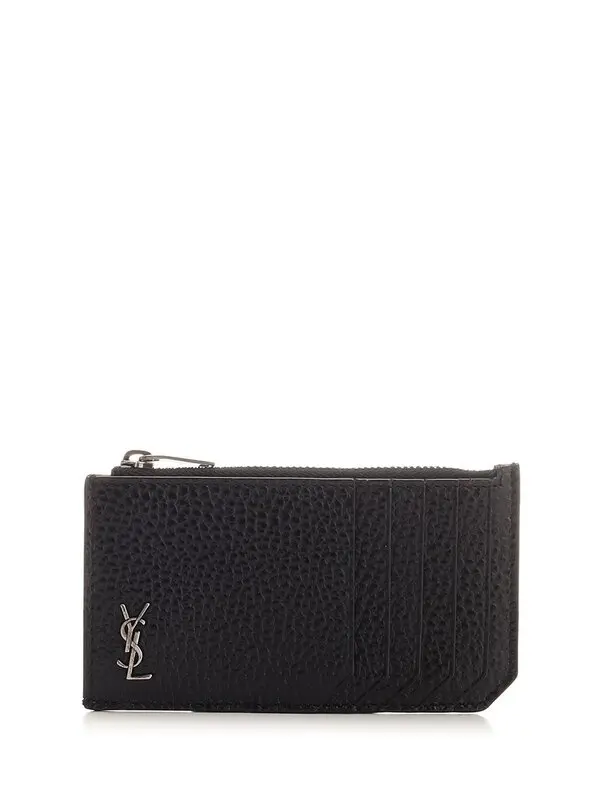 Saint Laurent Grained Leather Card Case - Black