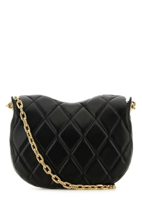 Burberry Quilted Lambskin Shoulder Bag With Chain Strap - Black