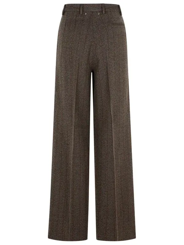 GOLDEN GOOSE Virgin Wool Pinstripe Wide Leg Trousers - Brown