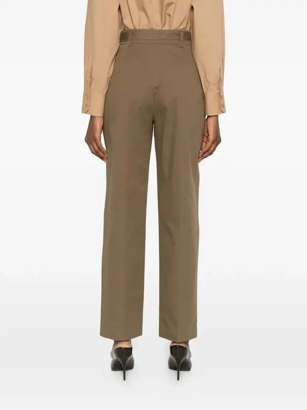 Saint Laurent High-waisted Belted Straight Leg Trousers - Brown
