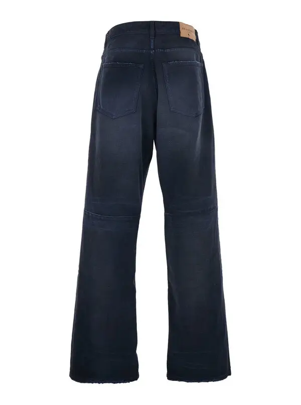 Balenciaga Wide-leg Faded Effect Denim Jeans With Logo Patch - Multicolor