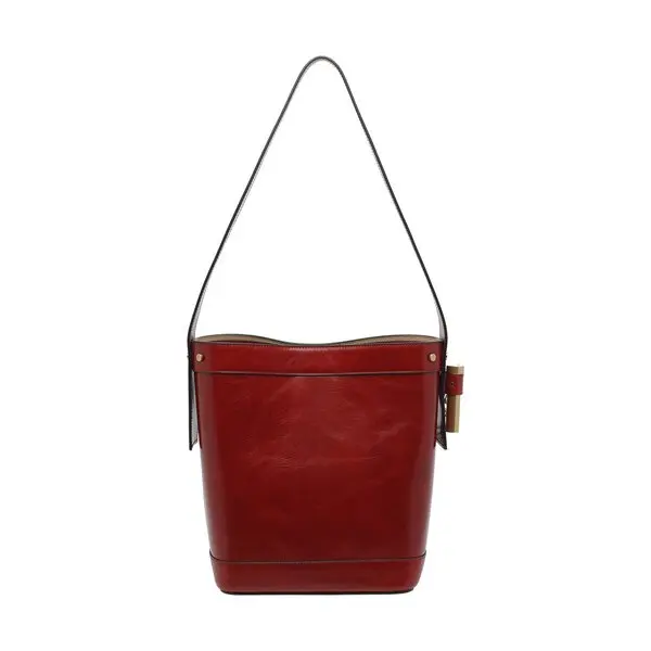 Versace Leather Bucket Bag With Chain Strap