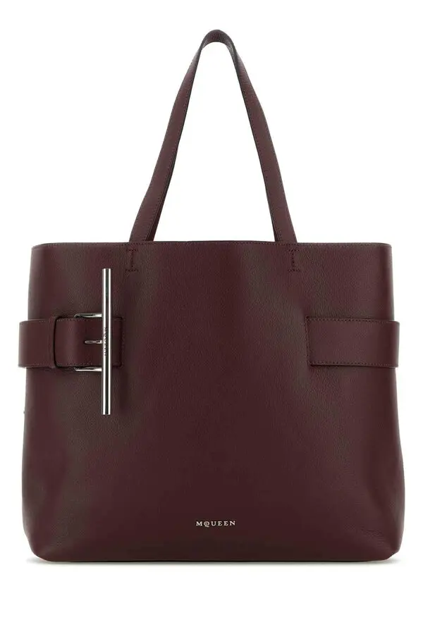 Alexander McQueen Tyrian Leather Shopping Bag - Purple