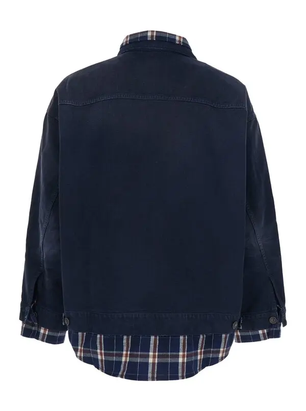 Balenciaga Cotton Double Layer Effect Jacket With Striped Motif