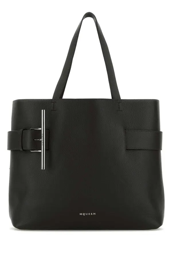 Alexander McQueen Leather T-bar Shopping Bag - Black