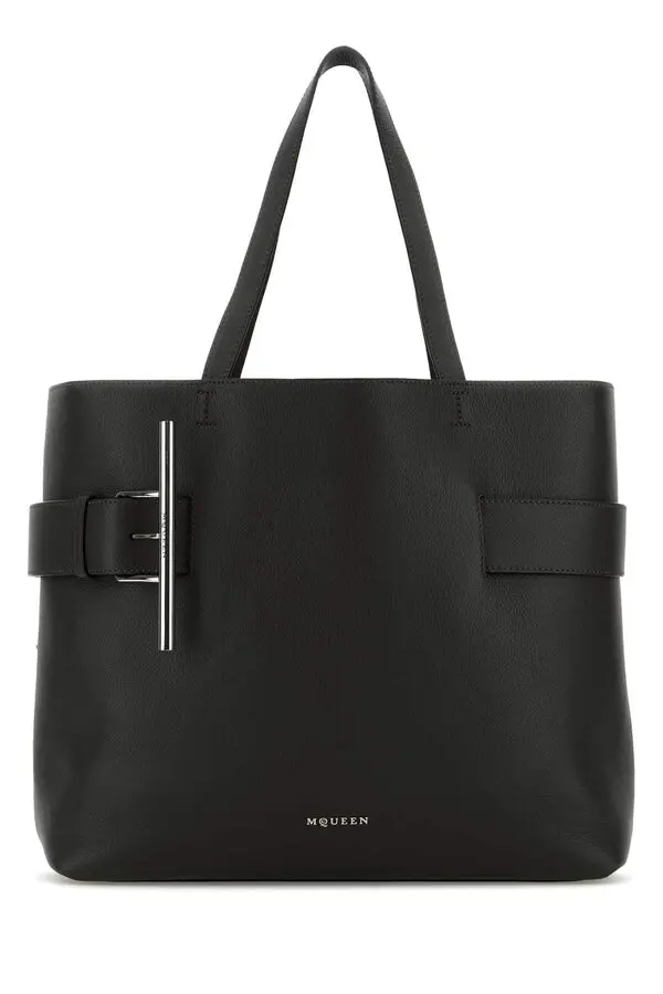 Alexander McQueen Leather T-bar Shopping Bag - Black