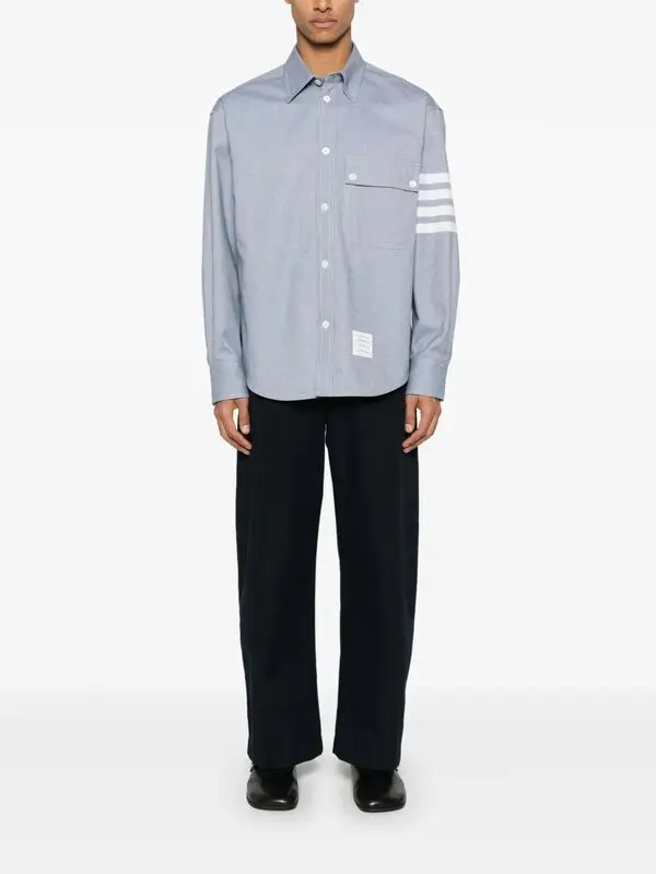 Thom Browne Flannel 4-bar Shirt - Blue