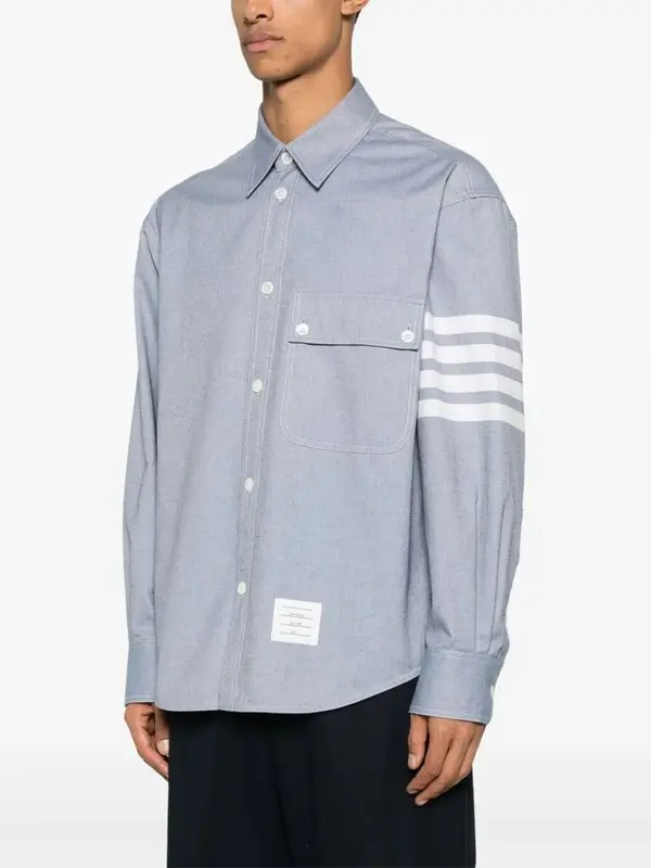 Thom Browne Flannel 4-bar Shirt - Blue