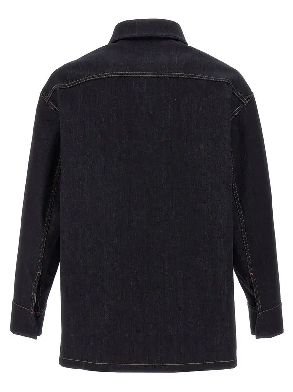 Fendi Denim Jacket With Ff Logo Embroidery - Blue