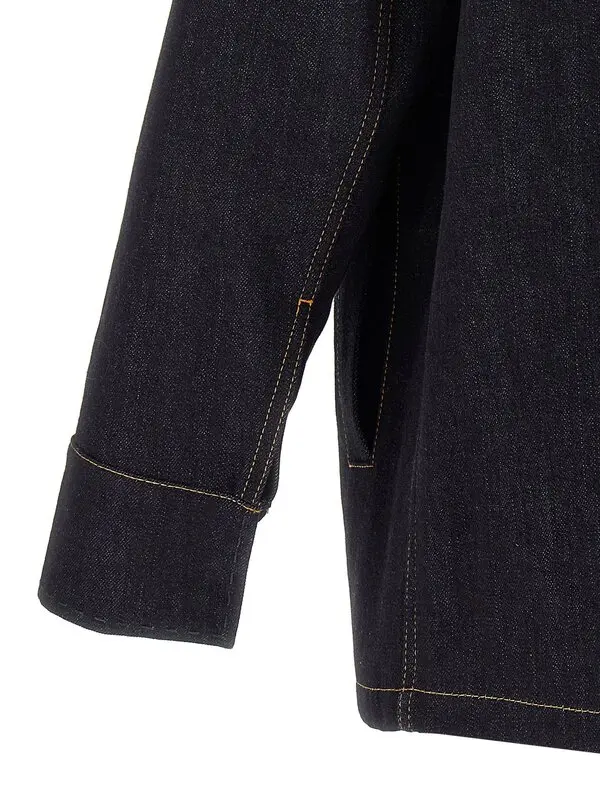 Fendi Denim Jacket With Ff Logo Embroidery - Blue