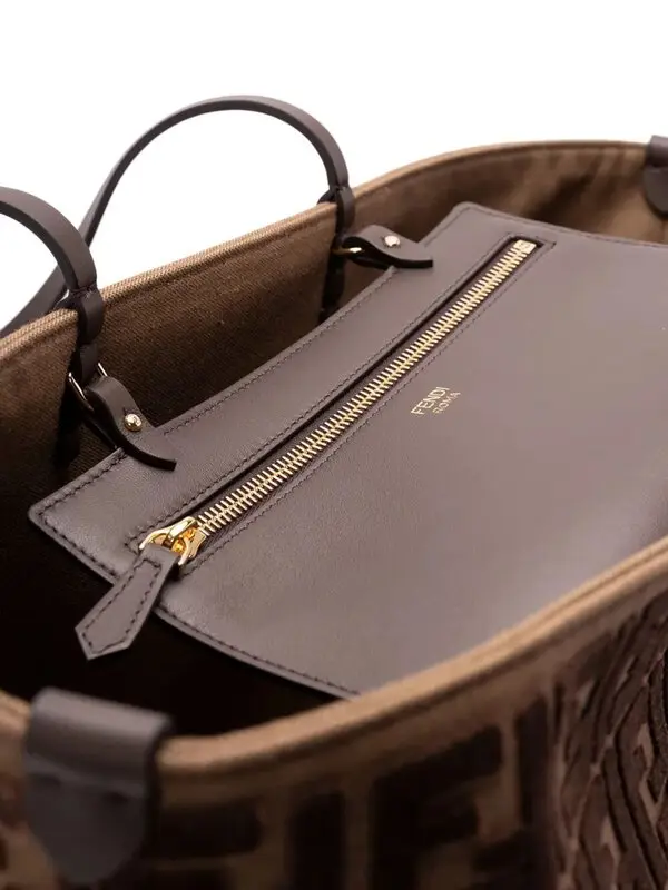 Fendi Ff Jacquard Velvet Shopper Bag - Brown