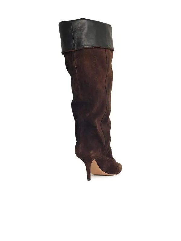 Paris Texas Ines Reverse 75 Chocolate Suede Boots - Brown