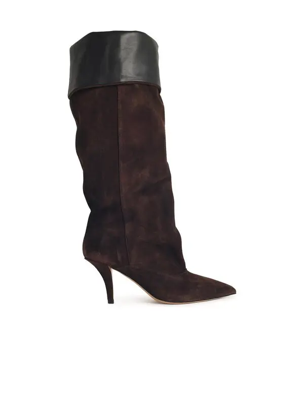 Paris Texas Ines Reverse 75 Chocolate Suede Boots - Brown