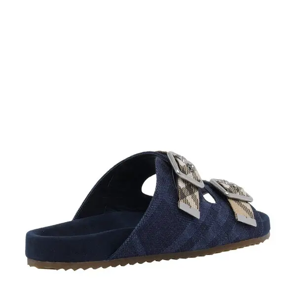 Burberry Checked Buckled Fabric Sandals - Blue