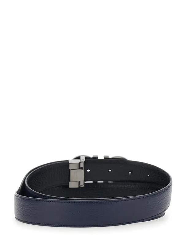 FERRAGAMO Gancini Buckle Belt In Grained Leather - Multicolor