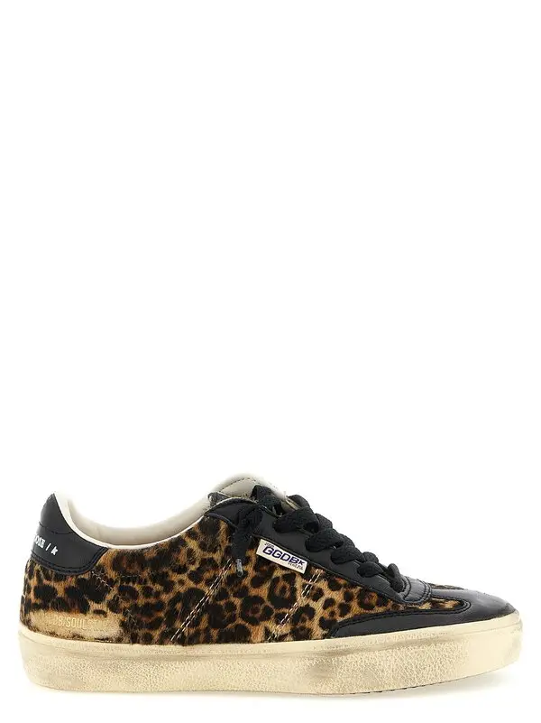 GOLDEN GOOSE Soul Star Leopard Print Pony Hair Sneakers - Multicolor