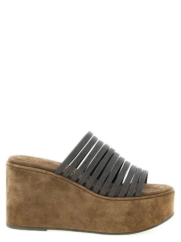 Brunello Cucinelli Precious Straps Wedge Sandals
