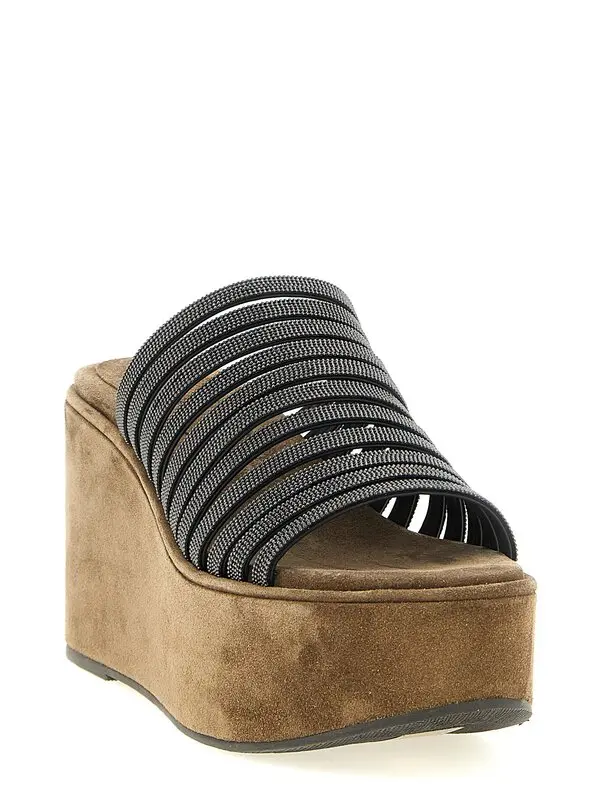 Brunello Cucinelli Precious Straps Wedge Sandals