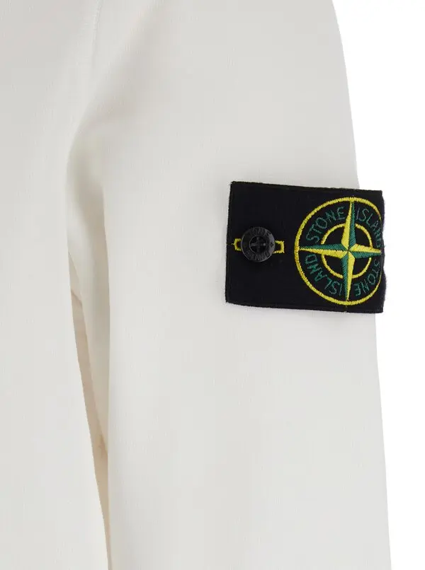 Stone Island Hoodie With Drawstring And Logo Patch - White