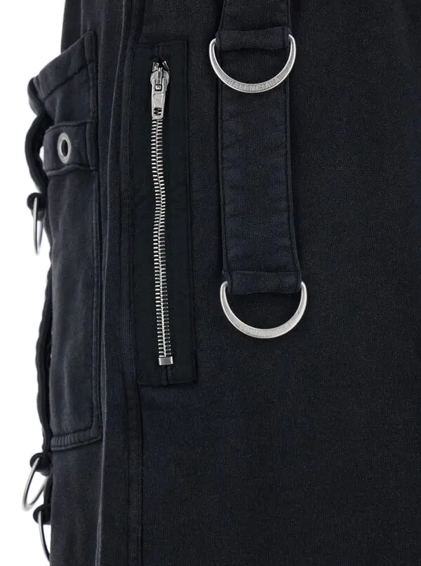 Balenciaga Black Cotton Cargo Pants With Applied Rings