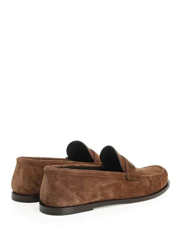 Saint Laurent Suede Loafers With Metal Cassandre Leather Sole