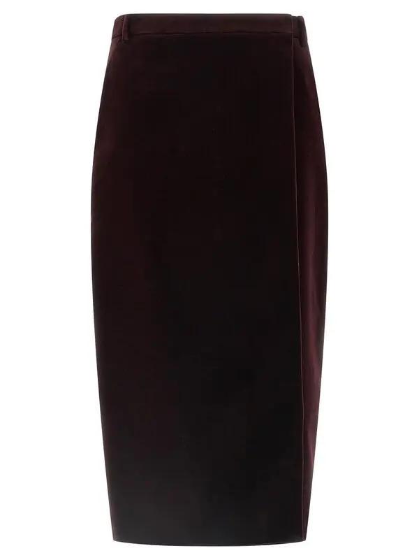 Saint Laurent Midi Velvet Skirt With Button Closure - Multicolor