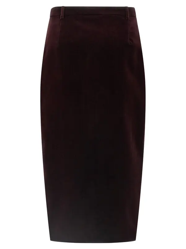 Saint Laurent Midi Velvet Skirt With Button Closure