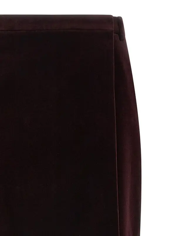 Saint Laurent Midi Velvet Skirt With Button Closure
