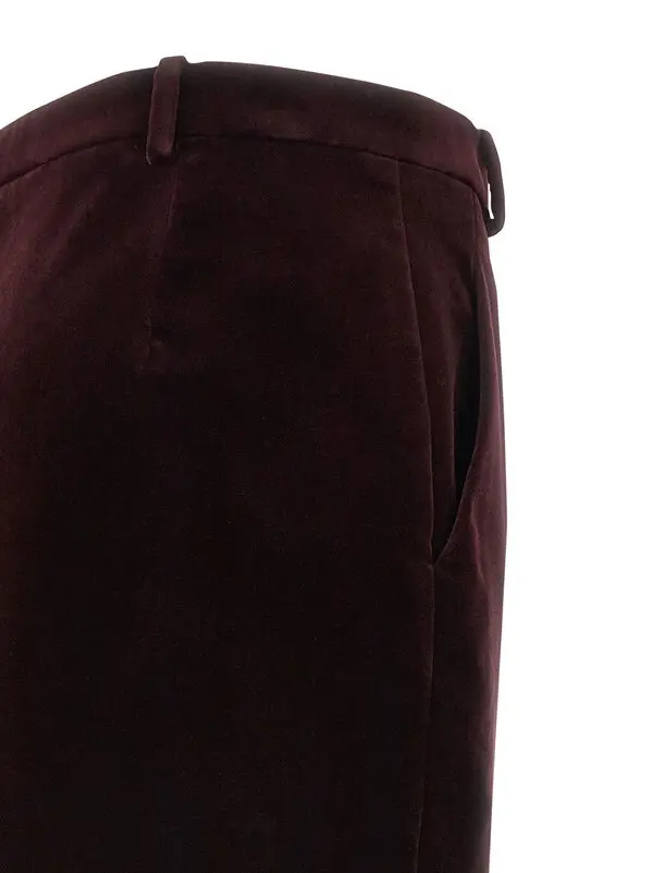 Saint Laurent Midi Velvet Skirt With Button Closure