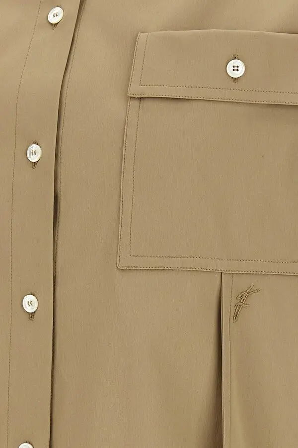 FERRAGAMO Paneled Cotton Blend Shirt