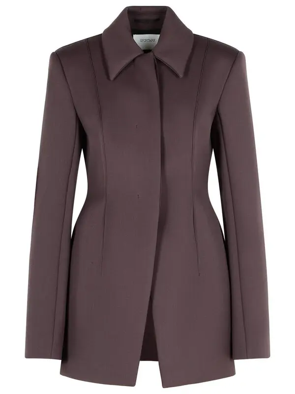 Sportmax Bacio Jacket In Coffee Virgin Wool Blend - Brown