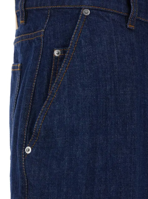 AMI Paris Blue Denim Five-pocket Bermuda Shorts With Back Logo Patch