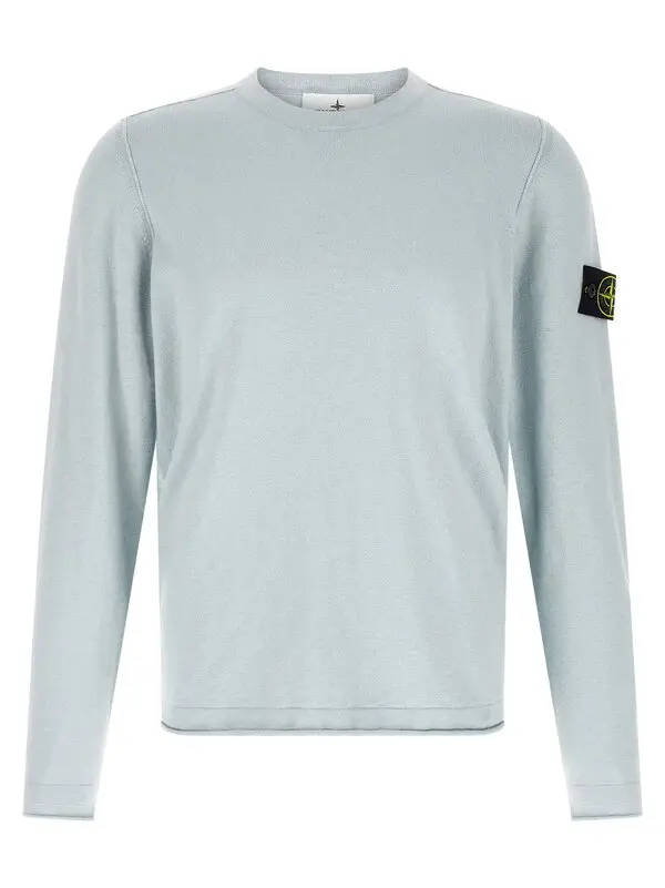 Stone Island 5100052 Fine Knit Cotton-nylon Blend Crew Neck Sweater - Blue